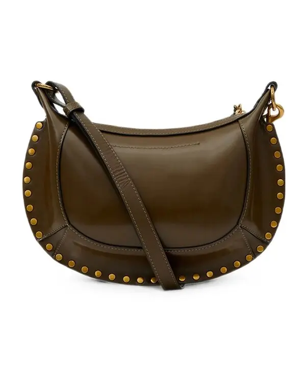 Isabel Marant Étoile Oskan Moon Stud-embellished Shoulder Bag - Dark Olive