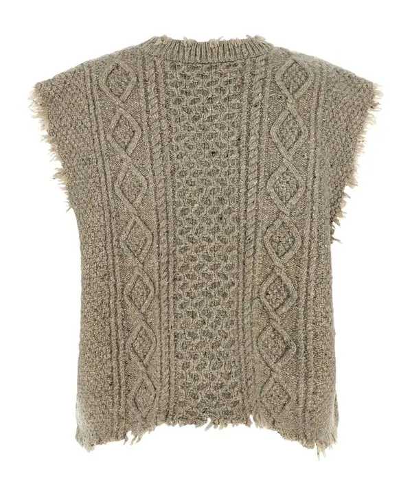 R13 Boyfriend Cable Knit Vest - Lightheathergreytweed