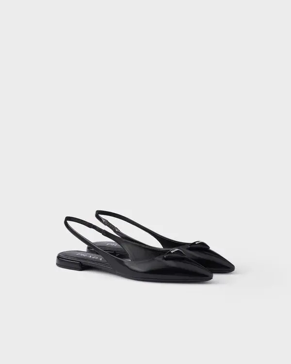 Prada Slingback Logo Flat Pumps