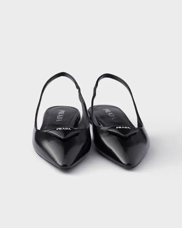 Prada Slingback Logo Flat Pumps