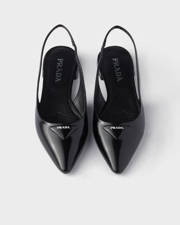 Prada Slingback Logo Flat Pumps