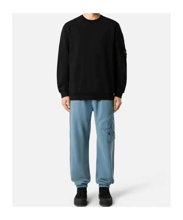 Stone Island Crewneck Sweatshirt With Detachable Logo Patch - Black