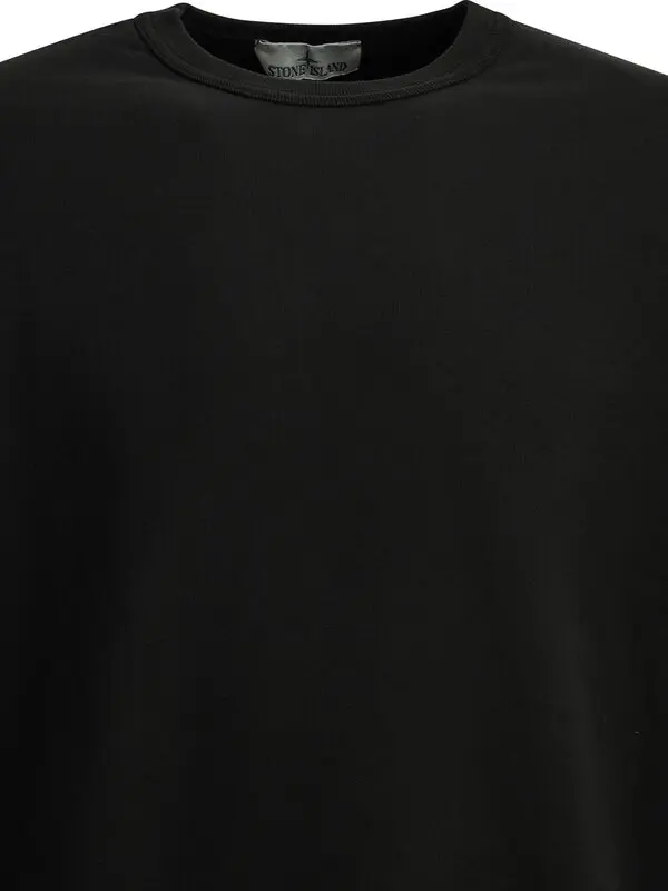 Stone Island Crewneck Sweatshirt With Detachable Logo Patch - Black