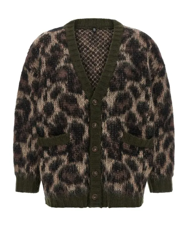 R13 Animal Print Cardigan - Brown