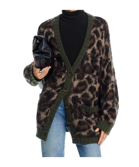 R13 Animal Print Cardigan