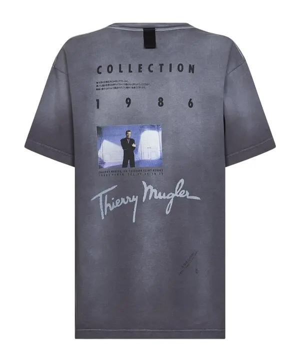 MUGLER Oversized Graphic T-shirt - Gray