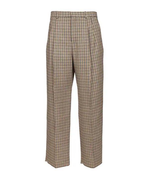 Emporio Armani Pleated Wide-leg Trousers In A Tartan Check Motif - Multicolor