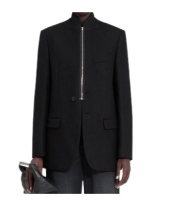 MAISON MARGIELA Zip-front Flannel Blazer - Black