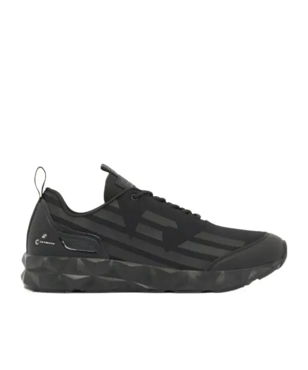 EA7 Logo-print Faceted-sole Sneakers - Black