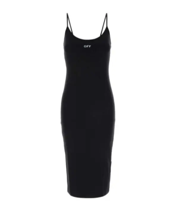Off-White Sleeveless Dress - Black