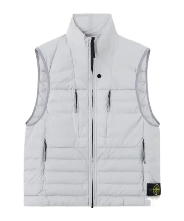 Stone Island Down Vestwithanti-drop Finish - Ash Grey