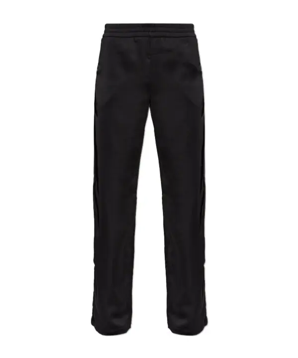 Off-White Elastic Waist Straight-leg Athletic Pants - Black