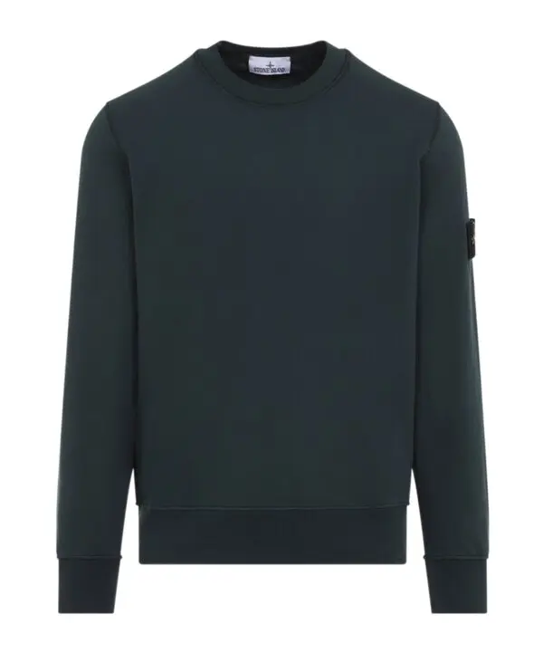 Stone Island Crewneck Sweatshirt With Logo Patch - Green
