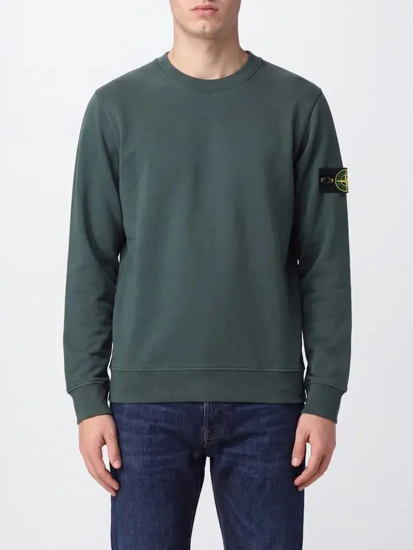Stone Island Crewneck Sweatshirt With Logo Patch - Green