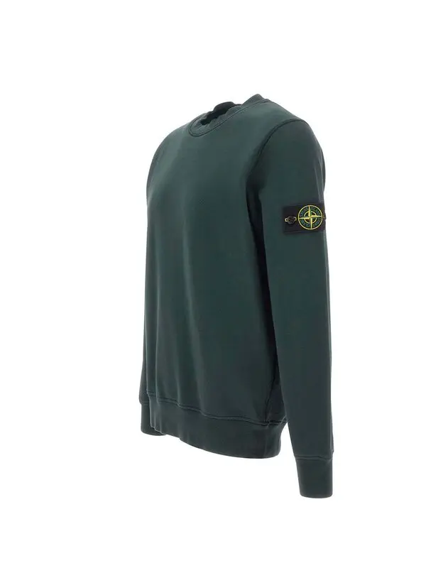 Stone Island Crewneck Sweatshirt With Logo Patch - Green