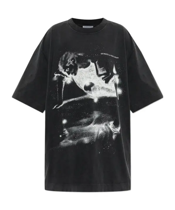 Off-White Short-sleeved Dress - Black