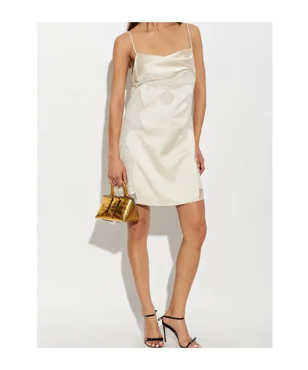 Off-White Asymmetrical Lace Camisole Dress - Off-white