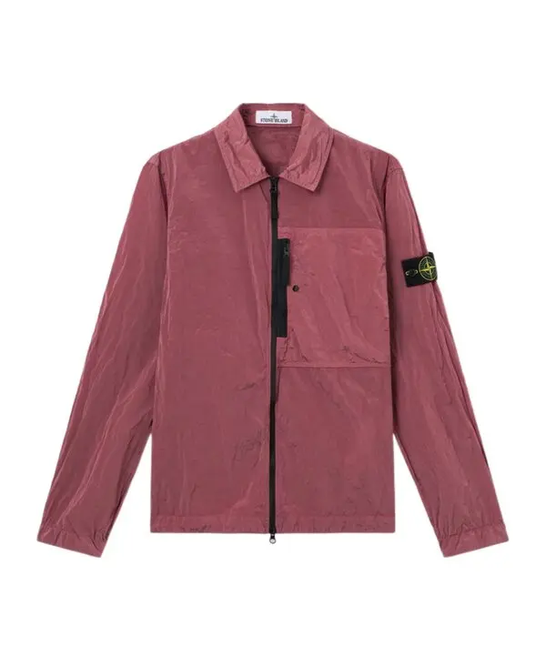 Stone Island Regular-fit Zip-up Overshirt With Chest Pocket - Geranium