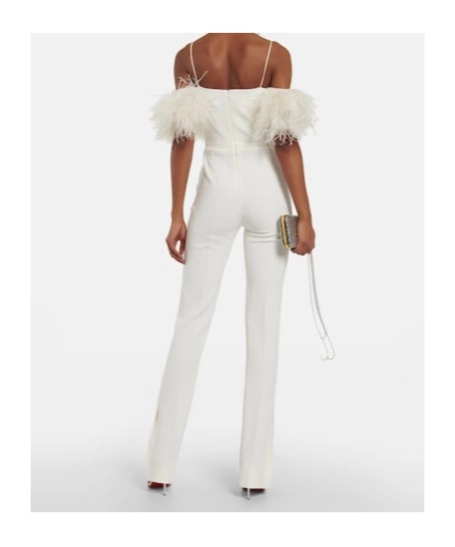 David Koma Feather-trimmed Cady Jumpsuit
