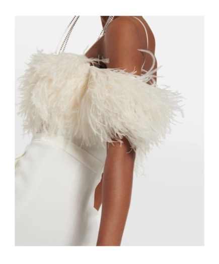 David Koma Feather-trimmed Cady Jumpsuit