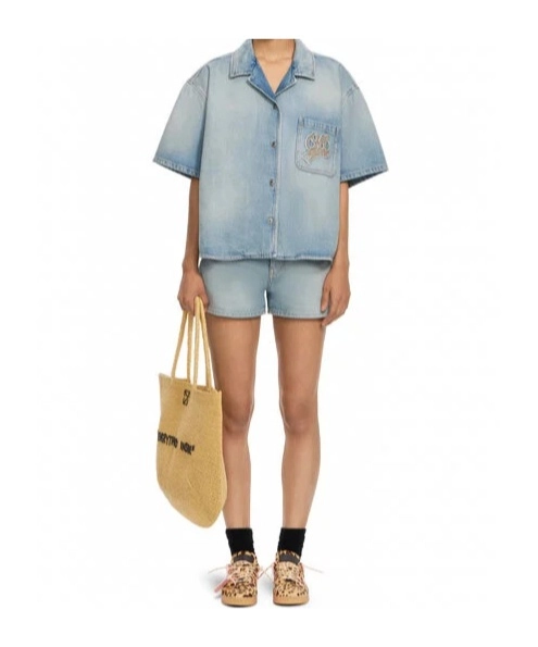 Off-White College Patch Denim S/s Shirt