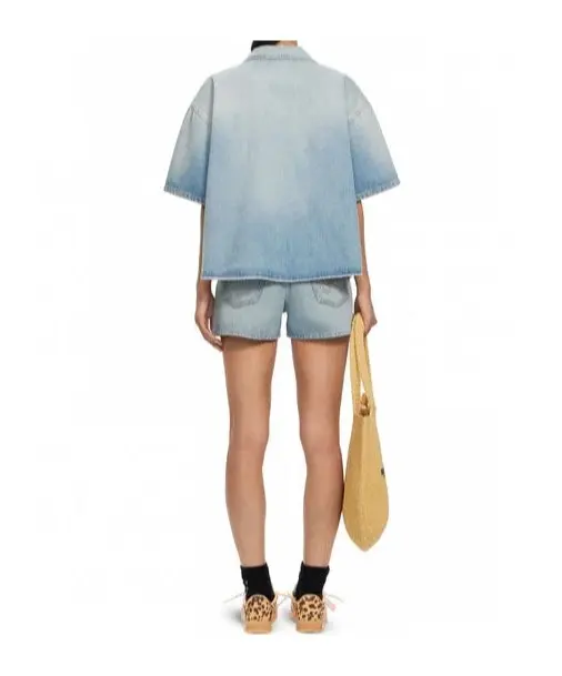 Off-White College Patch Denim S/s Shirt