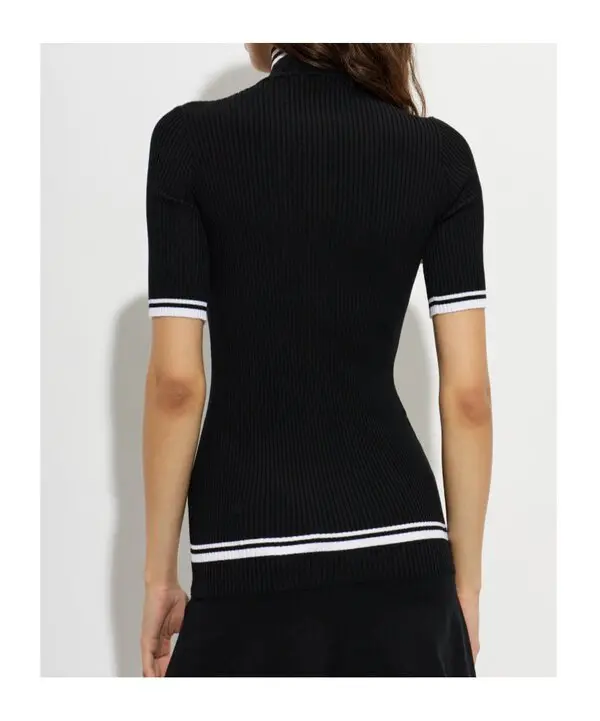 Off-White Short-sleeved High-neck Knit Top