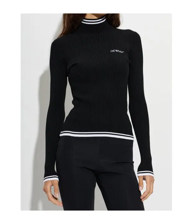 Off-White Long-sleeve High-neck Knit Top