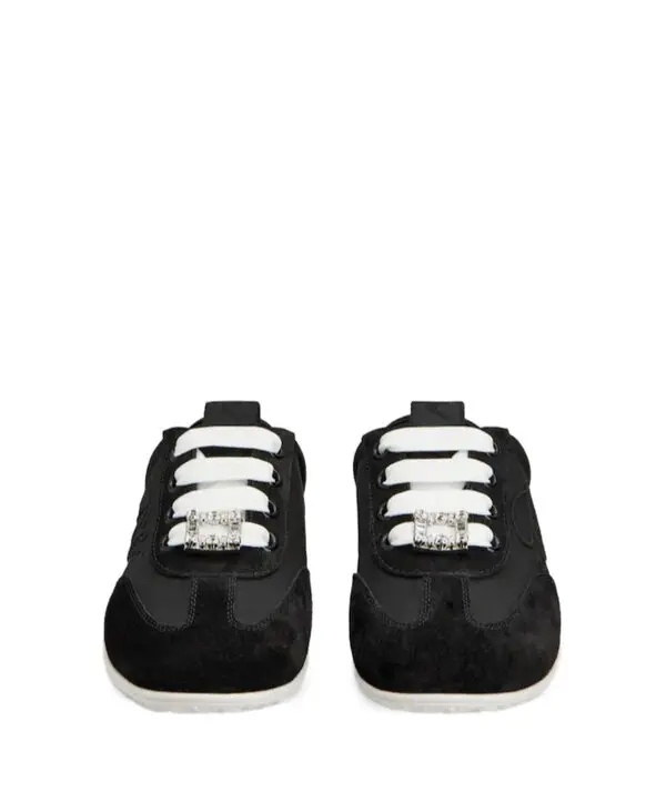 ROGER VIVIER Viv Low Mules In Suede And Fabric - Black