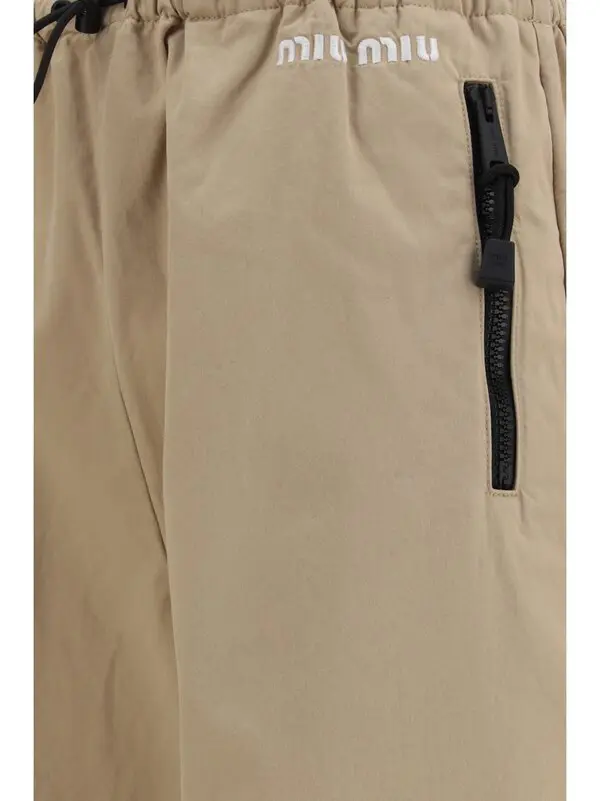 Miu Miu Washed Gabardine Joggers With Embroidered Logo - Rope