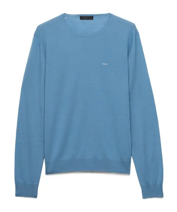 Prada Superfine Wool Crew-neck Sweater - Pilot Blue