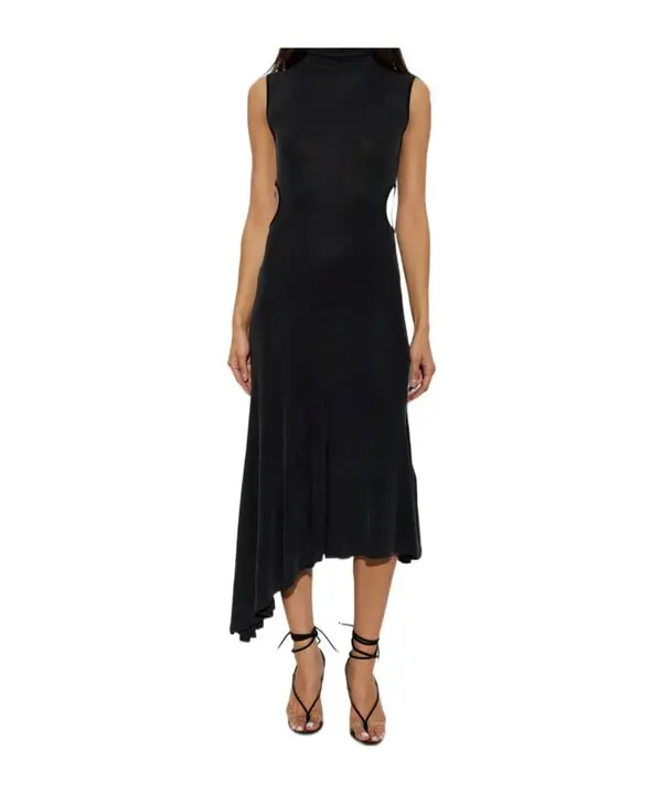 Off-White Asymmetrical High Neck Sleeveless Dress