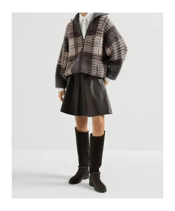 Brunello Cucinelli Embroidered Zip Cardigan - Anthracite