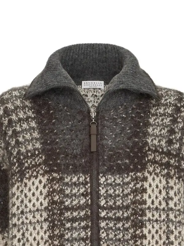 Brunello Cucinelli Embroidered Zip Cardigan - Anthracite