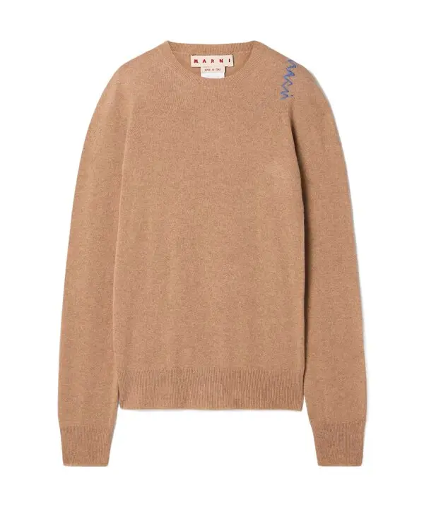 Marni Embroidery Blended Sweater - Brown