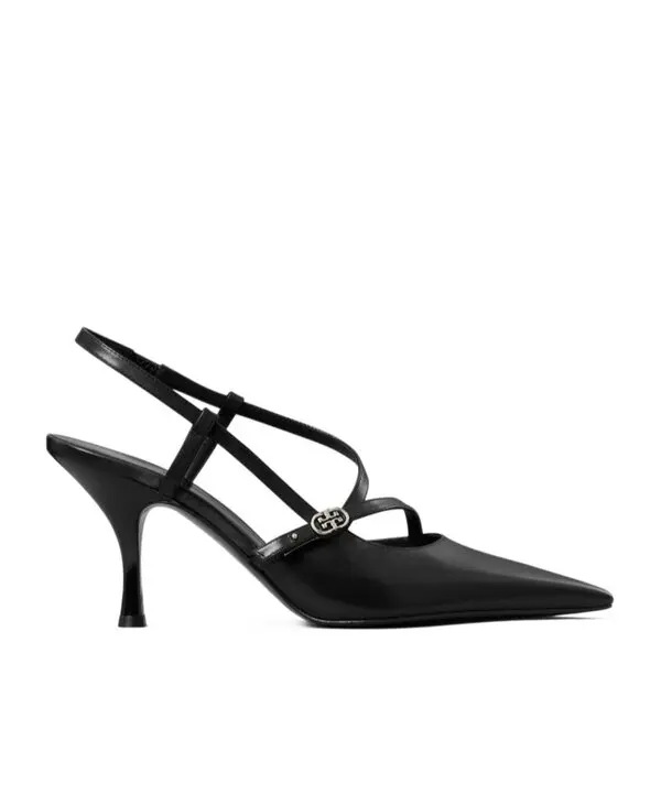Tory Burch Double T Logo-plaque Strappy Pumps - Black