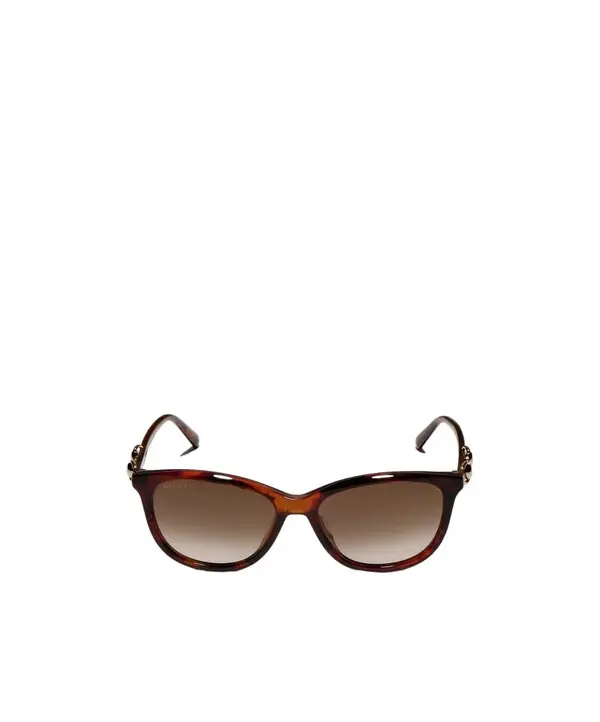 Gucci Low Nose Bridge Fit Round Frame Sunglasses - Brown