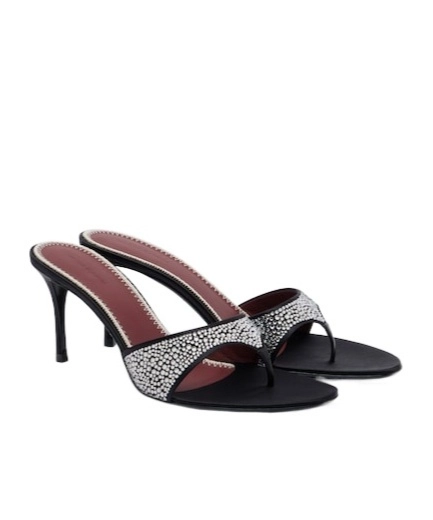 Magda Butrym Embellished Satin Thong Sandals - Black
