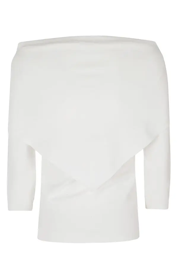 Max Mara Boat Neck Knit Top With Detachable Scarf