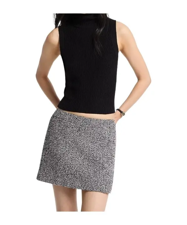 Michael Kors Cotton Blend Tweed Mini Skirt - Black/bone