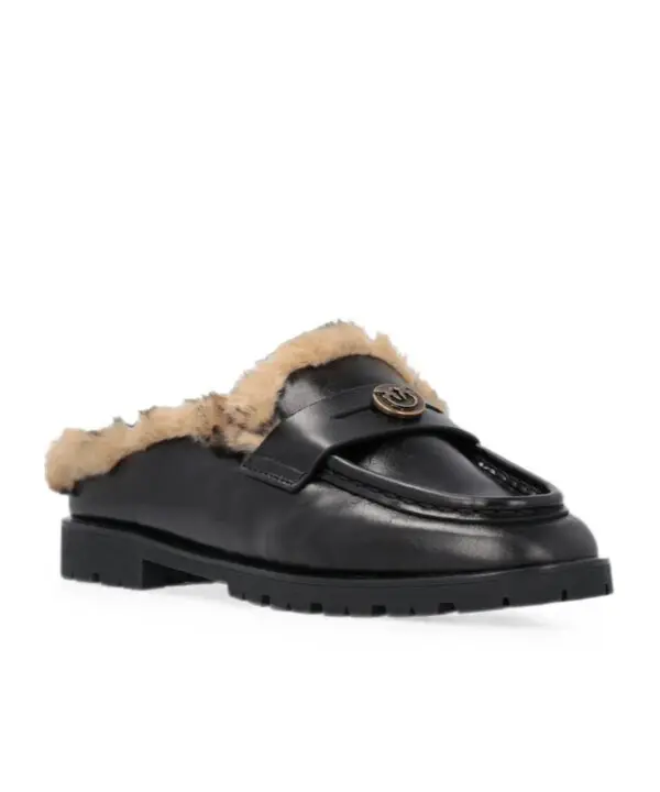 Pinko Shearling-lined Leather Mules