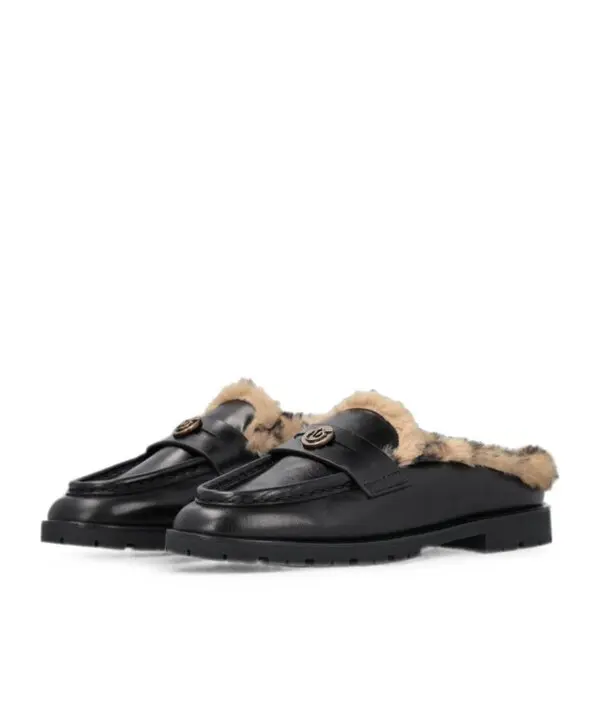 Pinko Shearling-lined Leather Mules