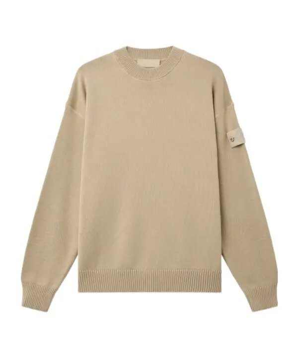 Stone Island Logo-patch Ribbed-trim Sweater - Light Brown