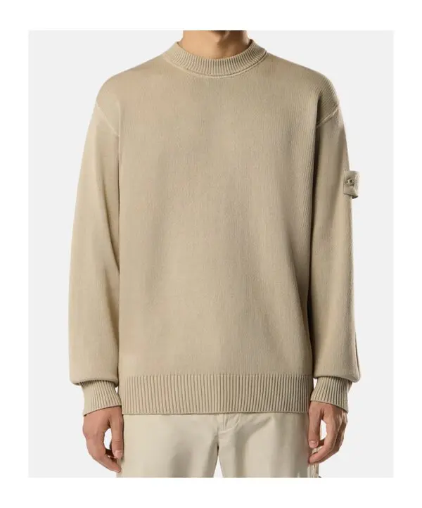 Stone Island Logo-patch Ribbed-trim Sweater