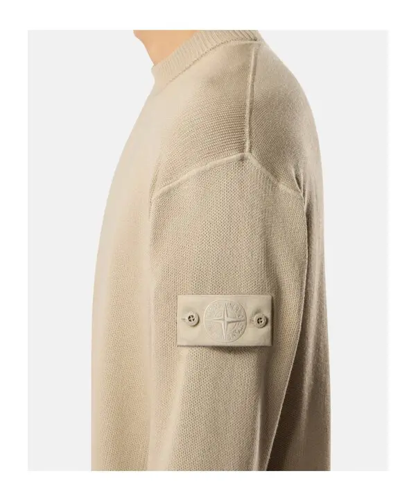 Stone Island Logo-patch Ribbed-trim Sweater
