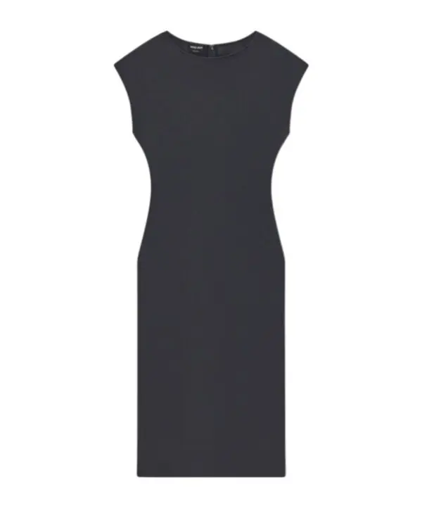 Giorgio Armani Dress Short-sleeved Sheath In Double-stretch Virgin Wool - Grey