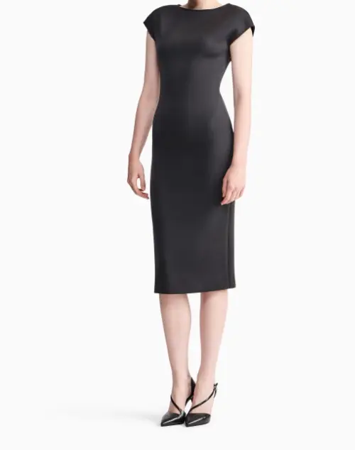 Giorgio Armani Dress Short-sleeved Sheath In Double-stretch Virgin Wool
