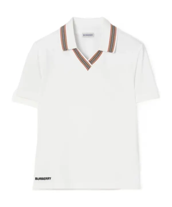 Burberry Icon Stripe Stretch Cotton Polo Shirt - White