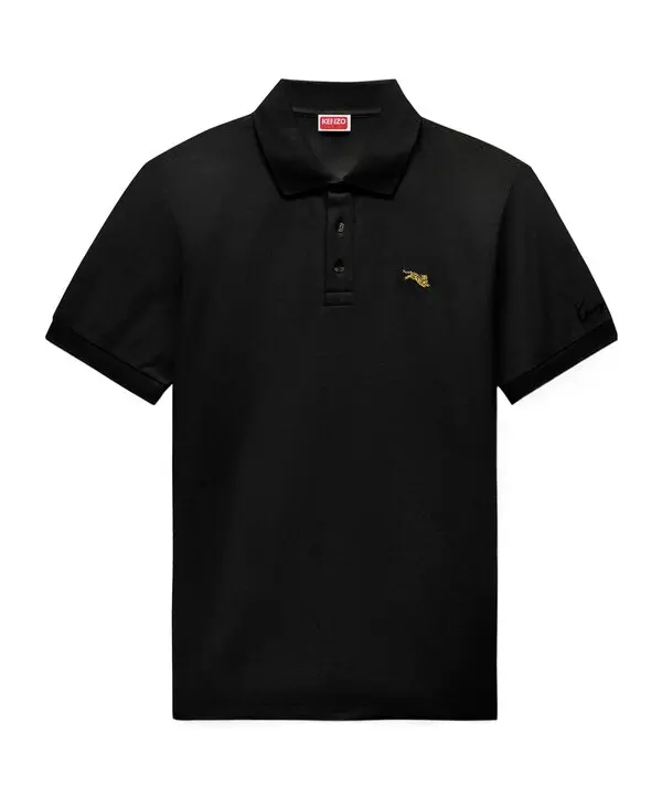 Kenzo Jumping Tiger' Embroidered Slim Polo In Cotton - Black