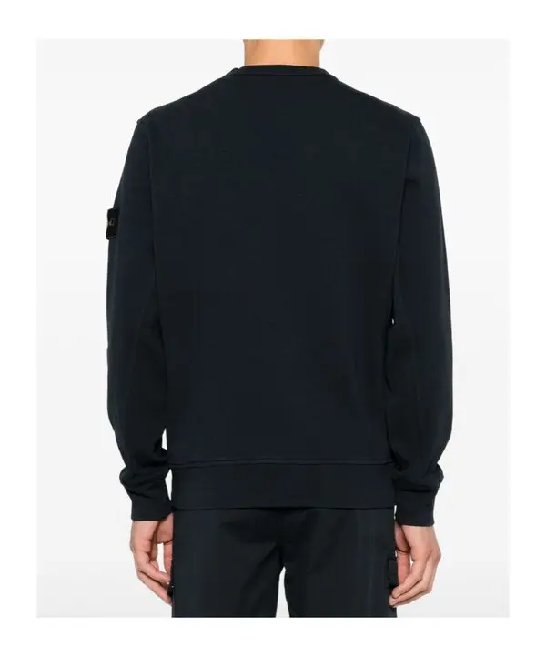 Stone Island Crewneck Sweatshirt With Logo Patch - Navy